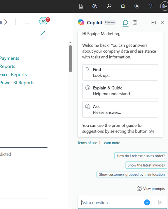 Chat with Copilot Business Central: complete guide | Gestisoft
